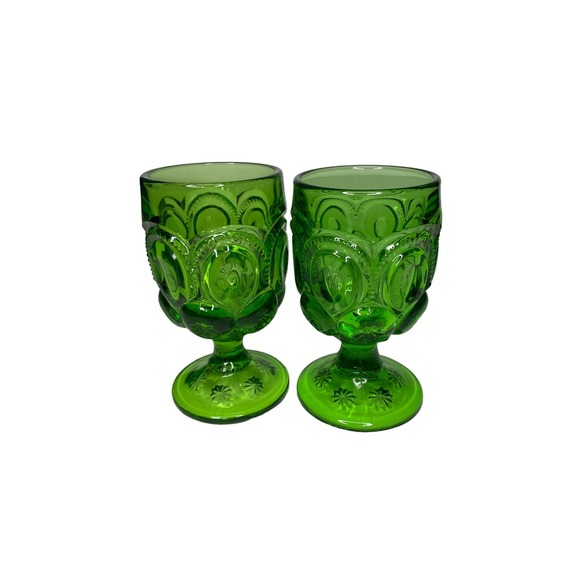 Vintage | Dining | Vintage Le Smith Moon Stars Light Green Goblets Set ...
